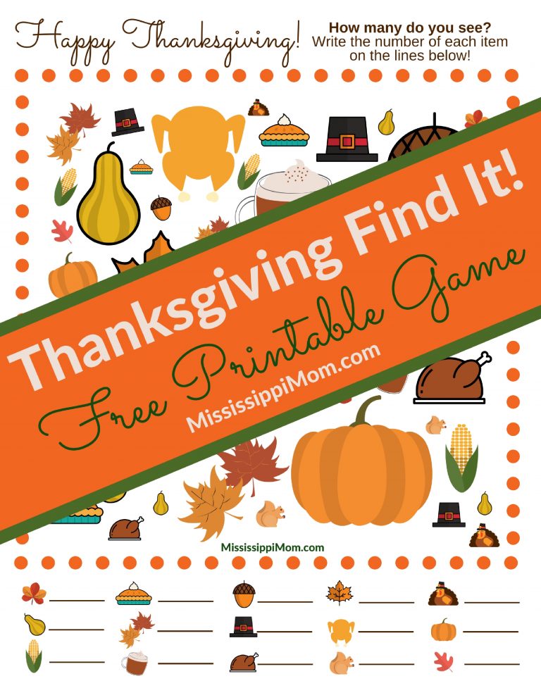 Thanksgiving Find it! Free Printable Game - MississippiMom.com